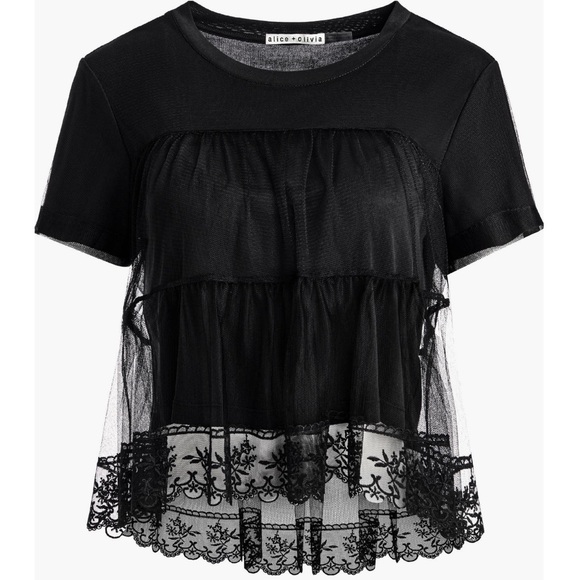 Alice + Olivia | Tops | Alice Olivia Dreema Tiered Top In Black | Poshmark